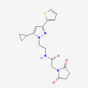 N-(2-(5-cyclopropyl-3-(thiophen-2-yl)-1H-pyrazol-1-yl)ethyl)-2-(2,5-dioxopyrrolidin-1-yl ...
